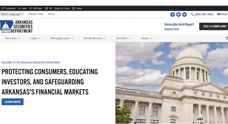 New Website Launch Announcement! - Arkansas Securities Department